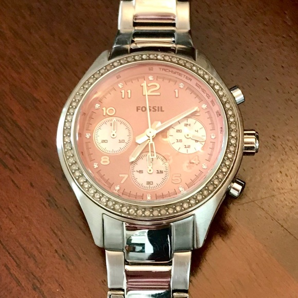 Fossil | Accessories | Fossil Stainless Steel Watch With Pink Face ...